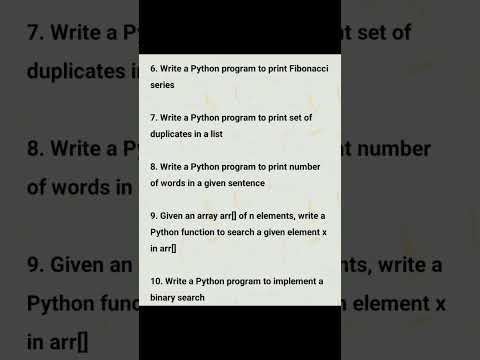 Top 15 coding questions for python interview #python #coding #interview #pythonprogramming #trending