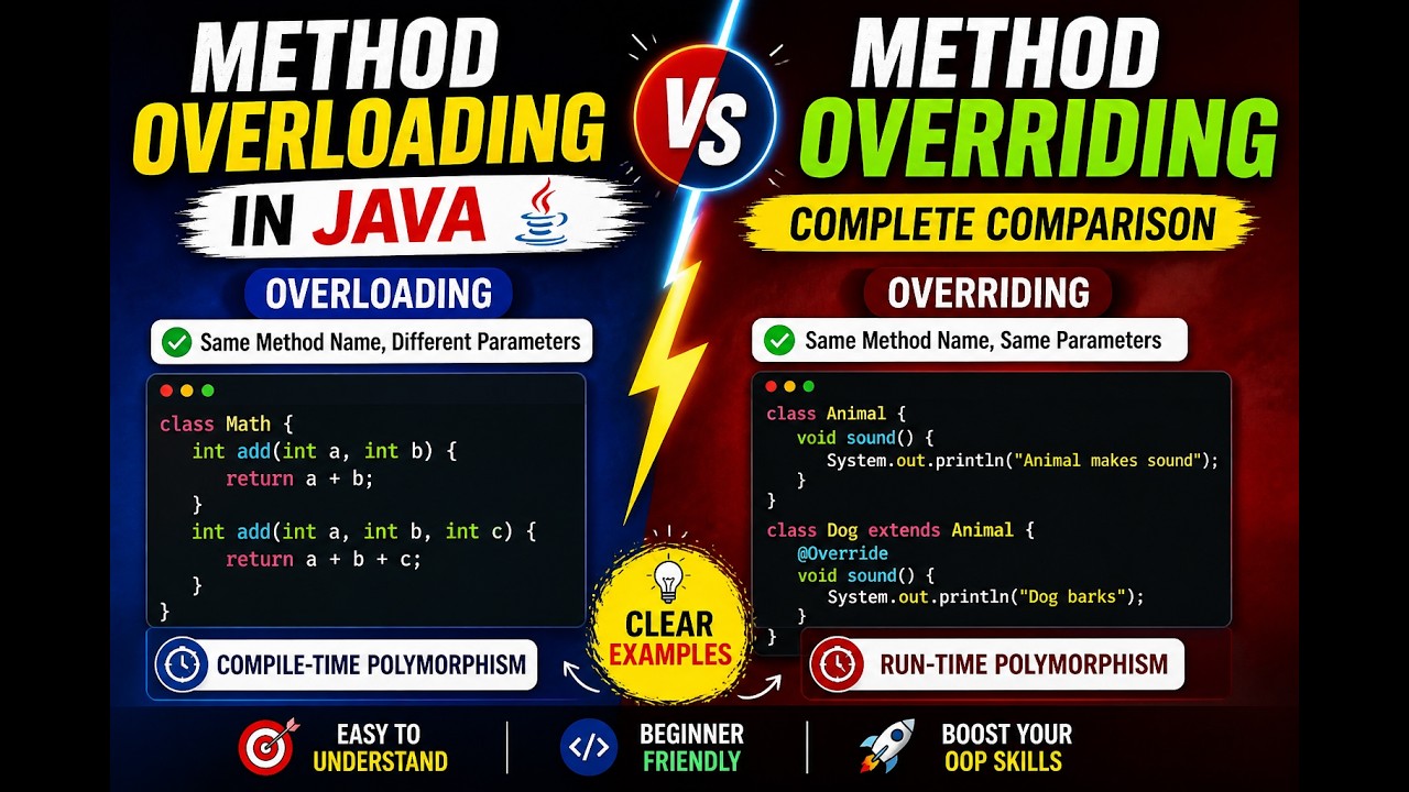 Method Overloading vs Method Overriding in Java  Complete Comparison