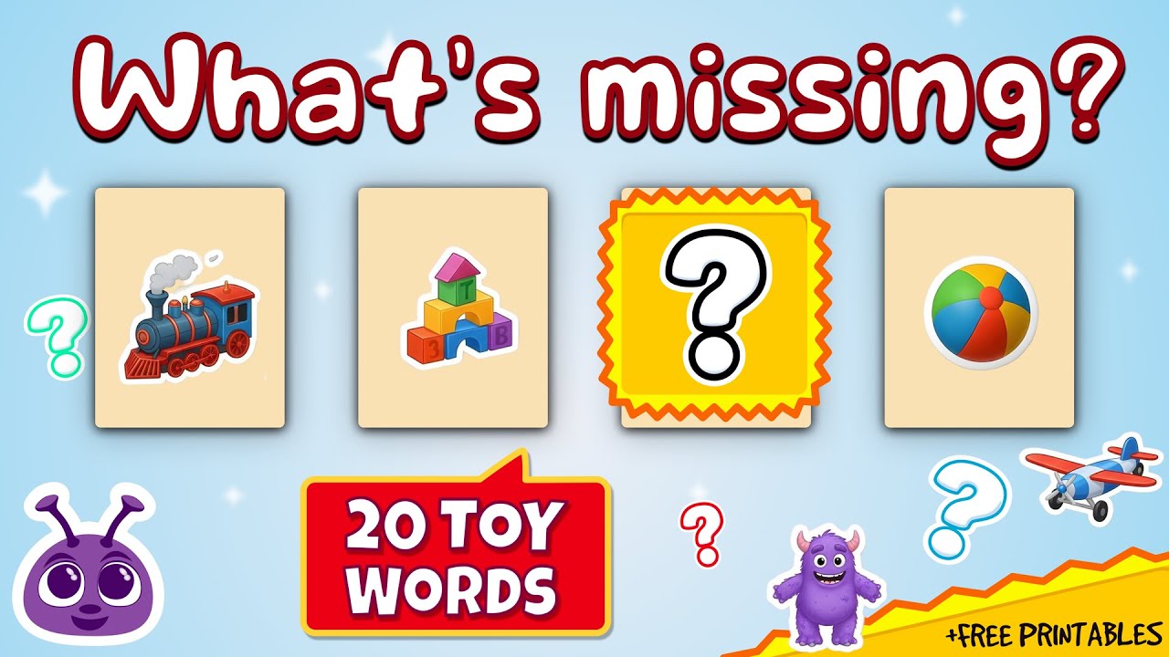 What’s Missing? | 20 TOY WORDS  Guessing Game | Memory & Speed Challenge + FREE Printables
