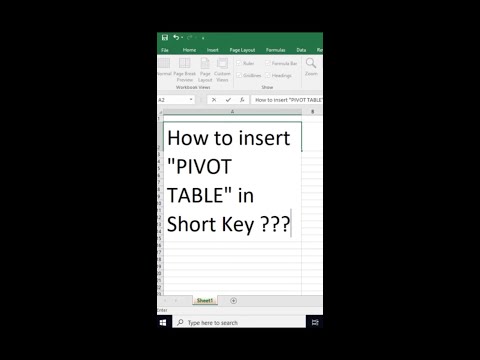 How to Insert "PIVOT TABLE" in Short Key. Try this. (Shortcut no #8)