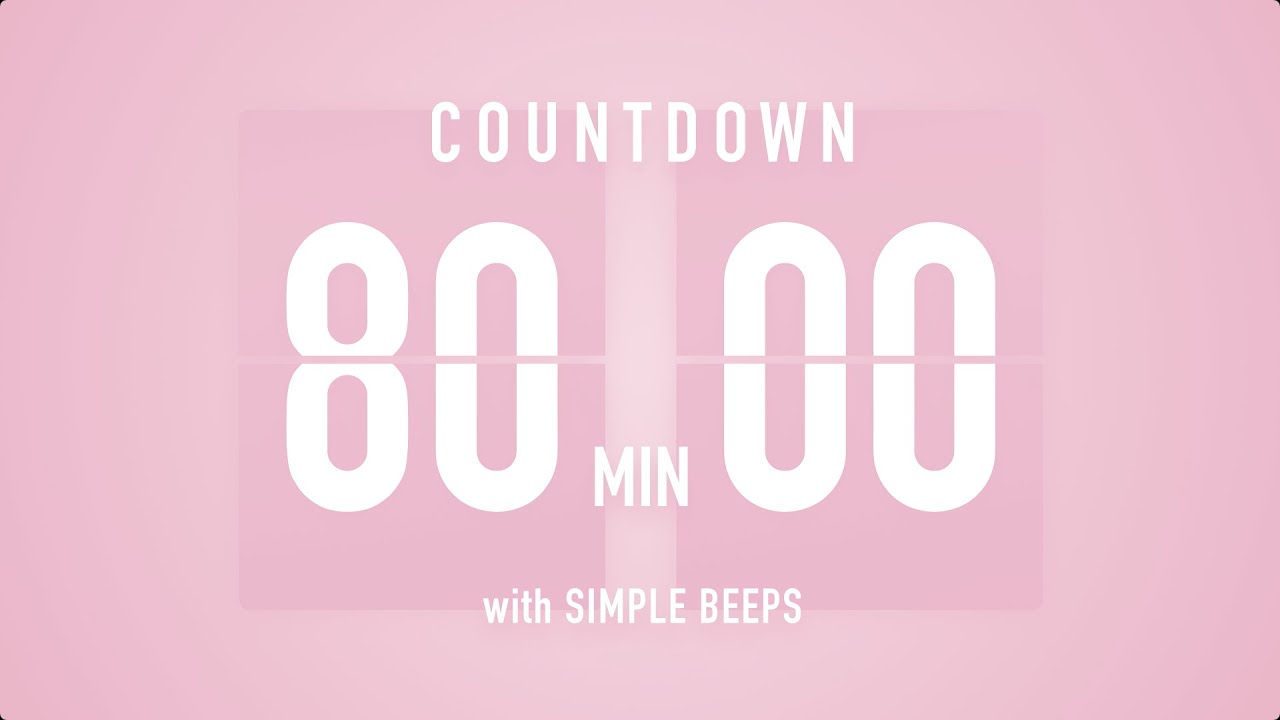 80 Minute Countdown Timer 🌸 Flip Clock with Simple Beeps 🔔