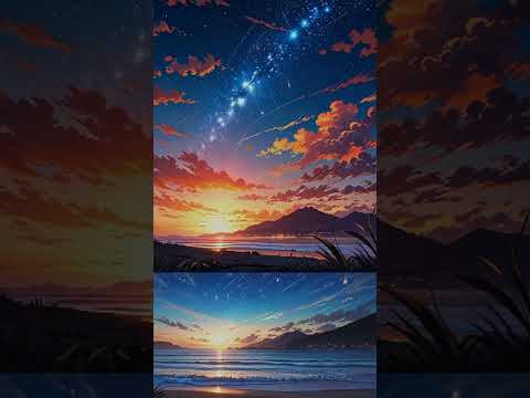 Viral 4K Anime Nature Wallpaper 🌅 | Serene Twilight Beach Scene | short 1