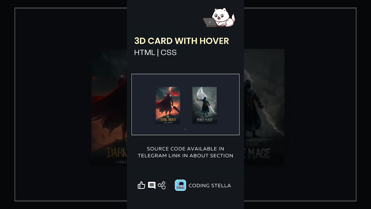 3d Card With Hover Effect 😍 #html #css #javascript #shorts