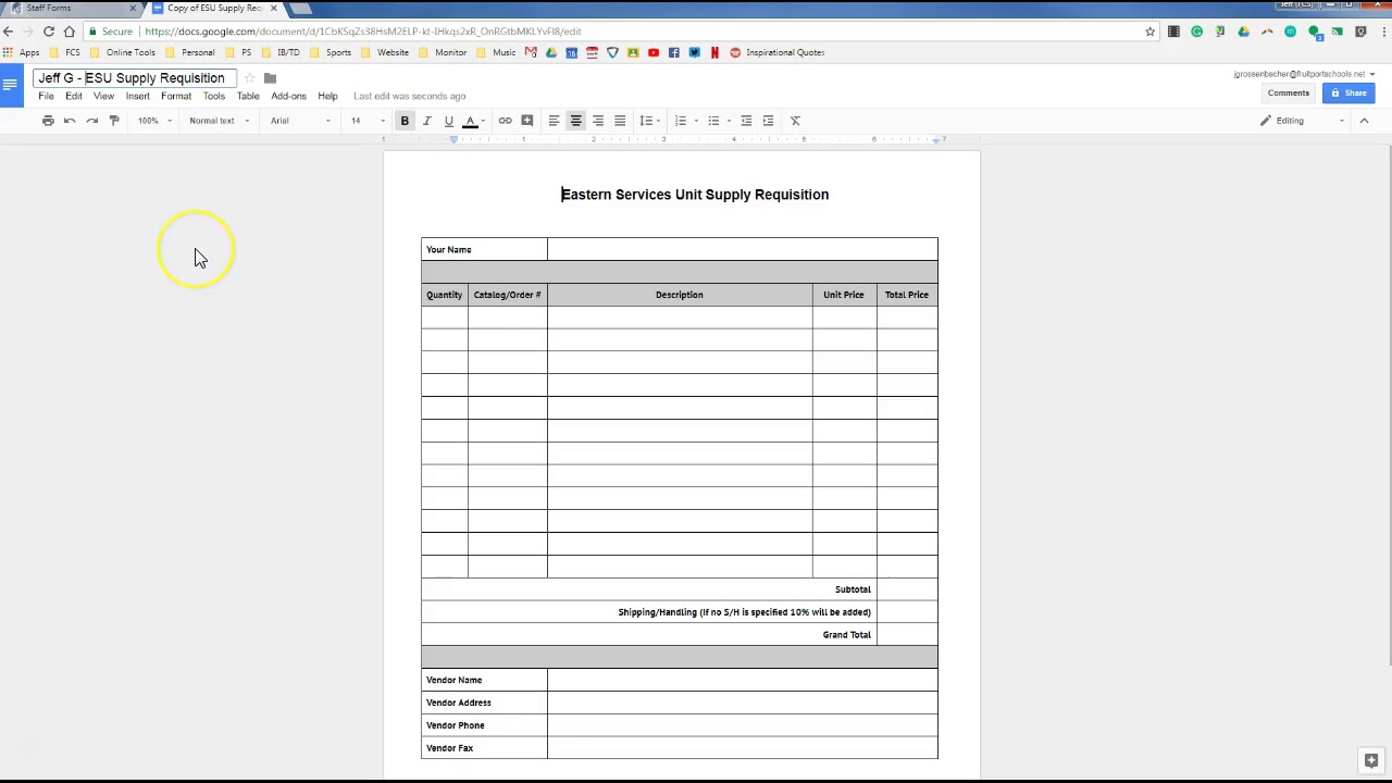 ESU Supply Requisition Form Tutorial
