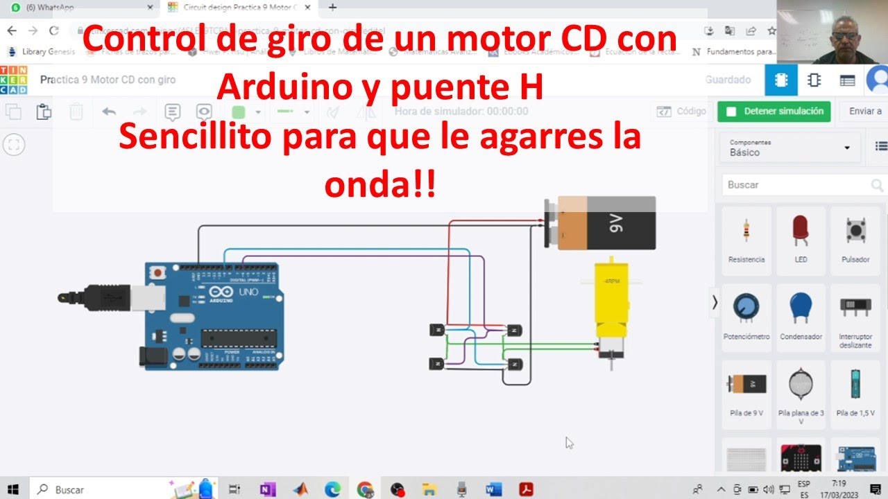 Control de giro de un motor CD con Arduino y puente H   Sencillito