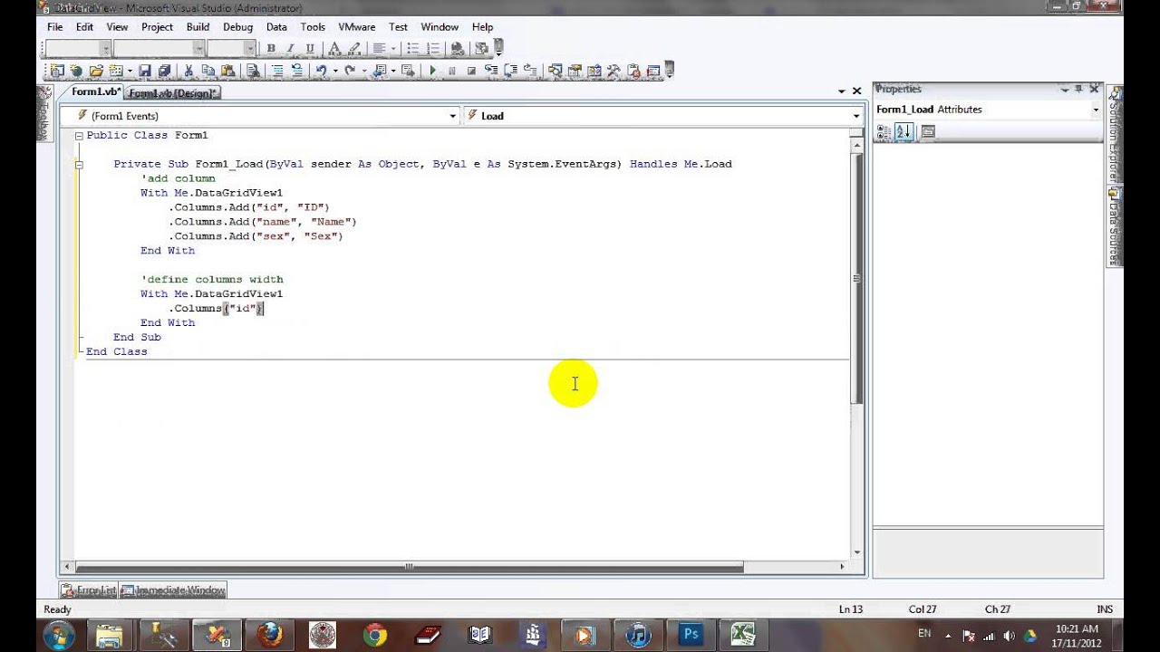 Start Using DataGridView Control in Visual Basic .Net