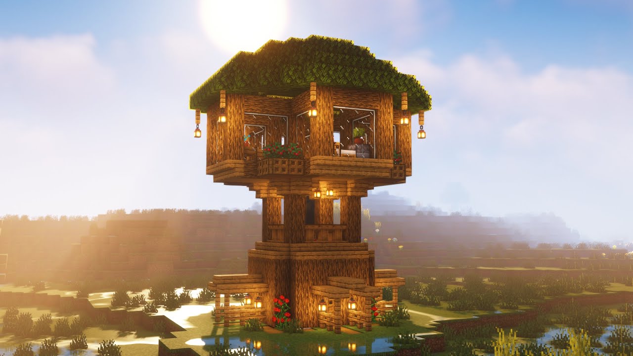 Minecraft Small Tree House Tutorial - How to Build a Small Tree House ...