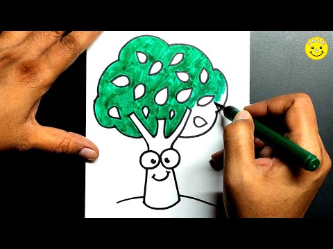 Cartoon tree drawing easy || Cartoon drawing for kids