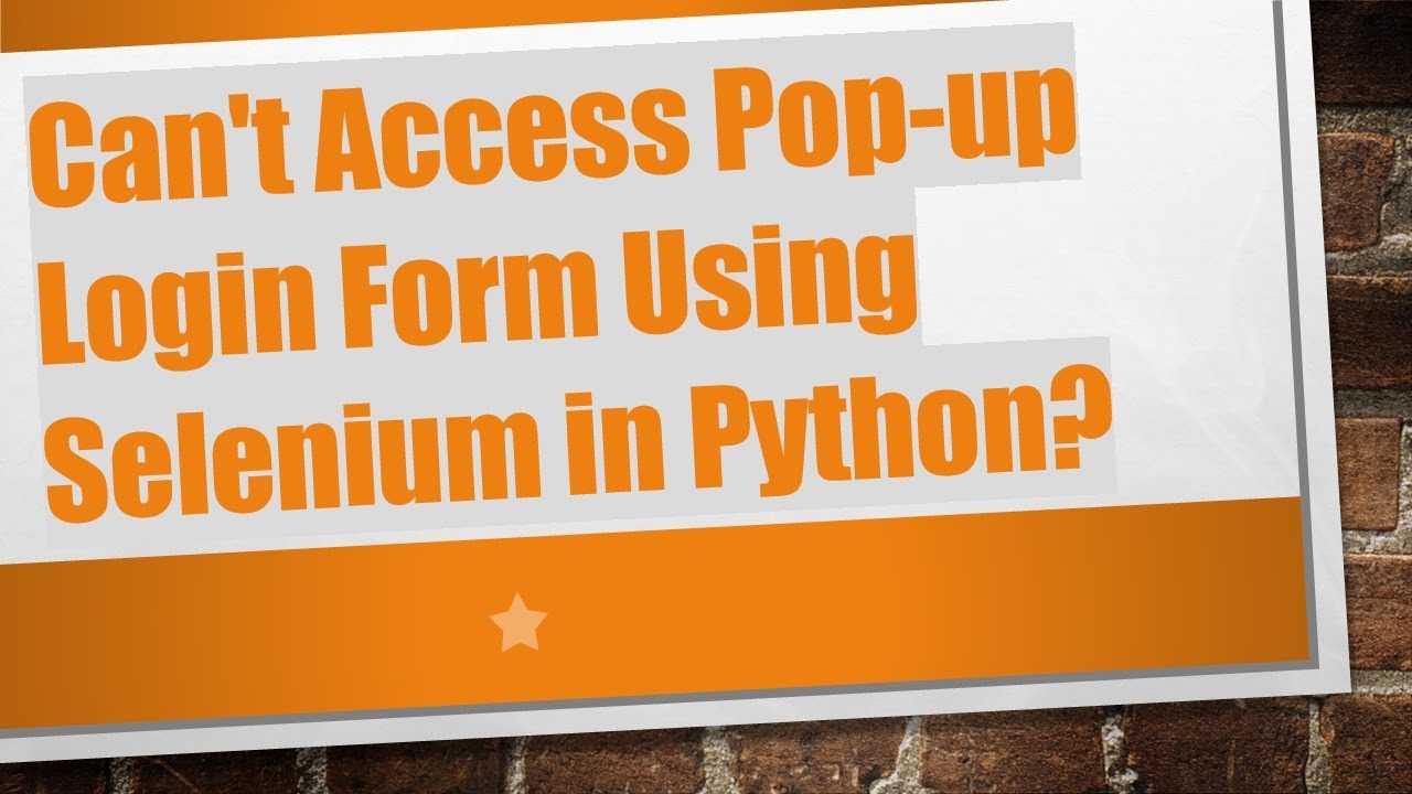 Can't Access Pop-up Login Form Using Selenium in Python?