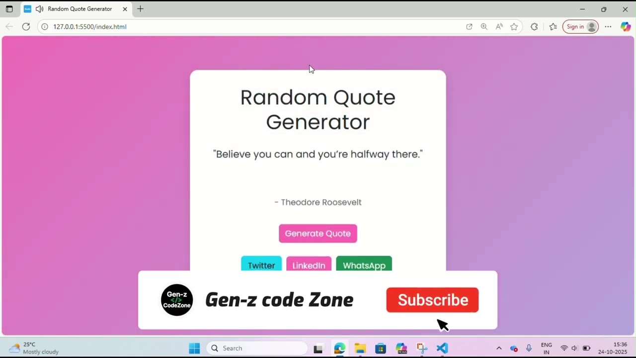 🌈 Random Quote Generator Using HTML, CSS & JavaScript | Beautiful Bootstrap Project for Beginners 🚀