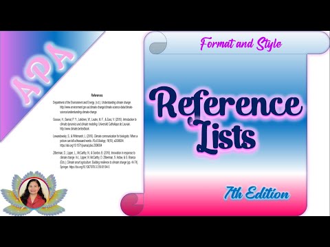 APA Format and Style 7th Edition: Reference Lists