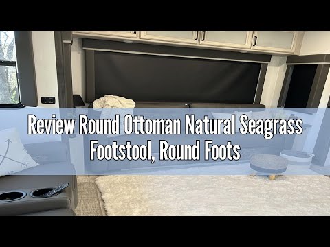 Review Round Ottoman Natural Seagrass Footstool, Round Footstool with 4 Wood Legs, Hand Woven Round