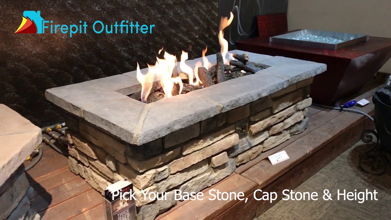 Custom Stone Fire Pit, Rectangle,  61x31