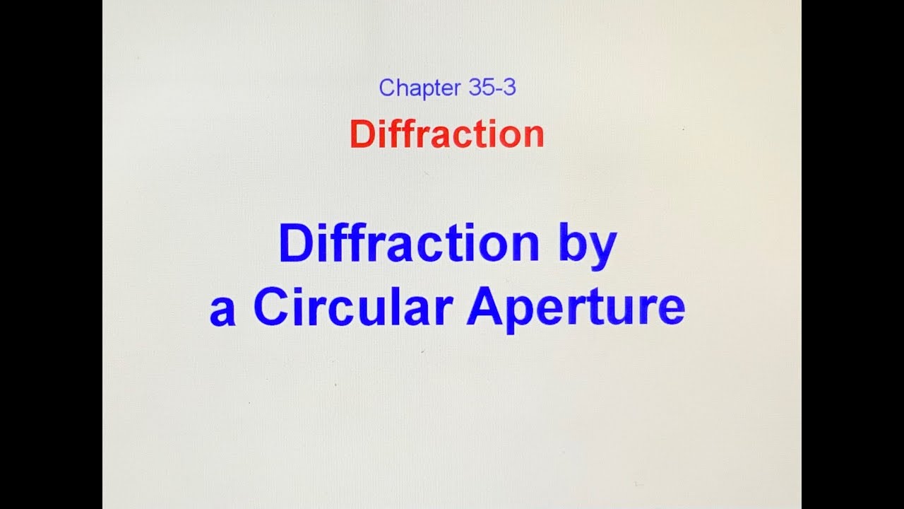 1353 Diffraction by a Circular Aperture