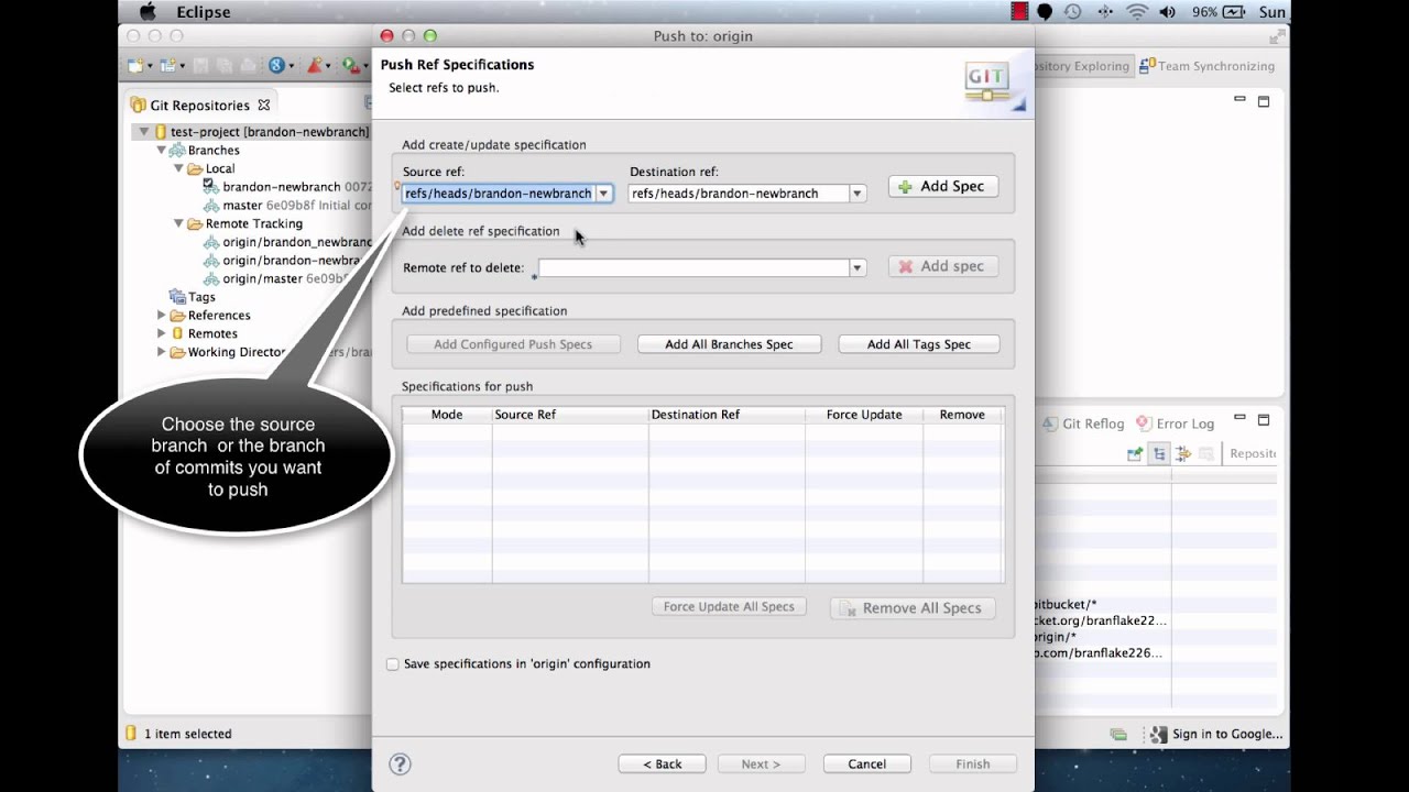 Eclipse - Push to Master with git