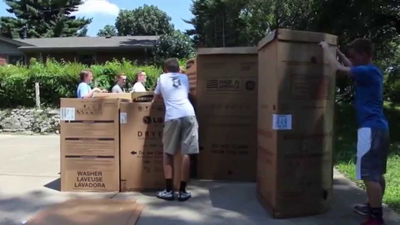 World's Largest Cardboard Box House! (with a Shower)