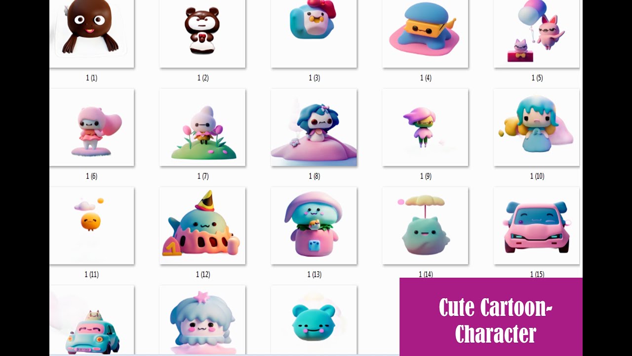 Cute Cartoon-Character-PNG Images Bundle 1