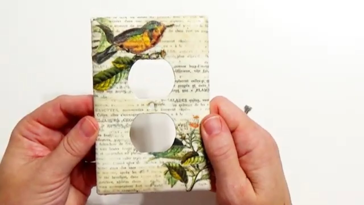 Altered Outlet Cover Using Decoupage