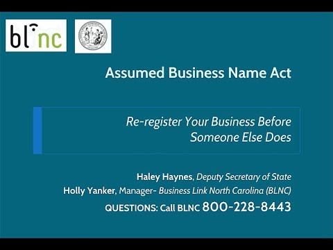 WEBINAR - Assumed Business Name Act: Re-register Your Business Name Before Someone Else Does