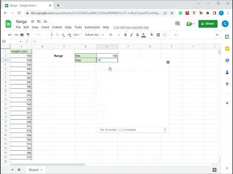 How to find range in Google Sheets