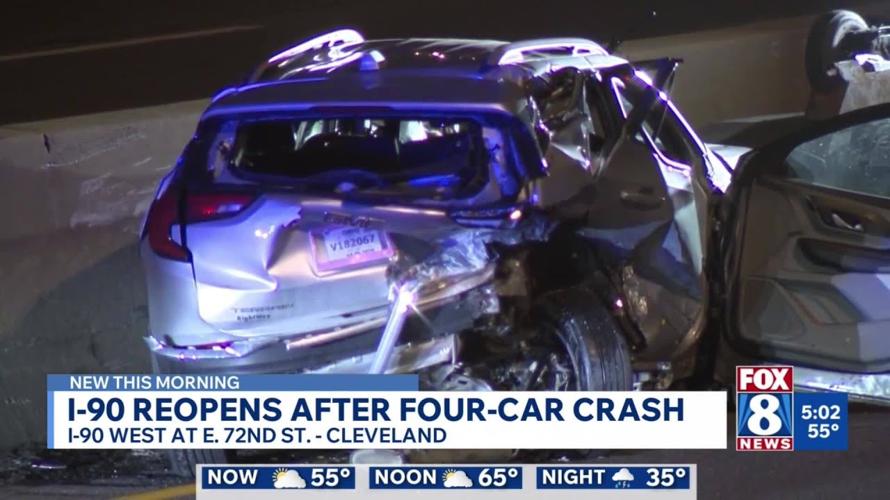 I-90 reopens after 4-car crash