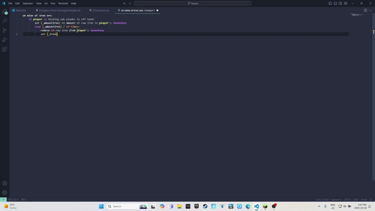 Minecraft skript tutorial- autocompressor