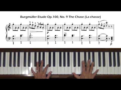 Burgmuller Op. 100, No. 9 La chasse (The Chase) Piano Tutorial