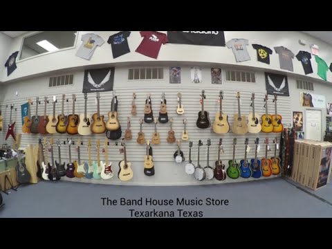 Guitars , Banjos and Ukuleles at the Band House Music Store in Texarkana Texas.