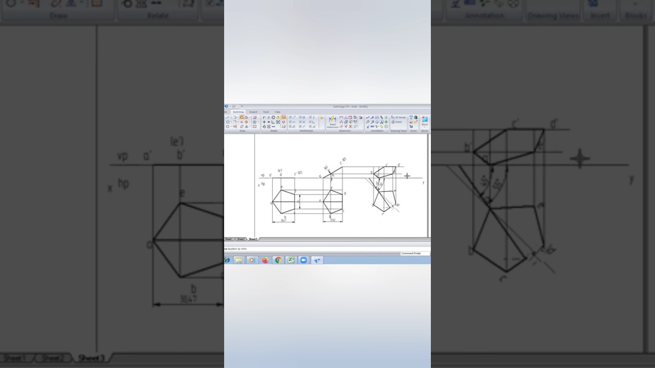 Projection of Planes: Pentagon-Beta angle #projectionofplanes #engineeringdrawing #caed #vtu
