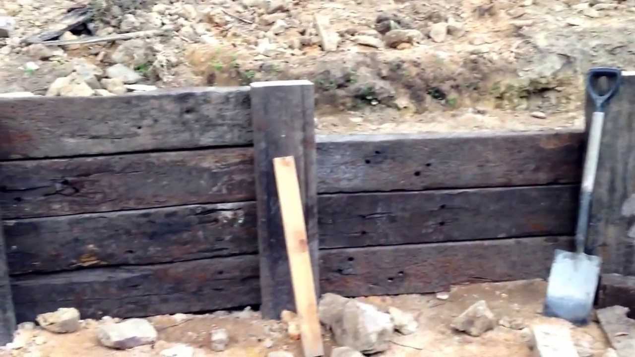 Progress of the railway sleeper retaining wall
