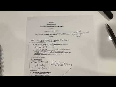 HOW TO NOTARIZE: Affidavit of Execution of a Will or Codicil (Ontario)