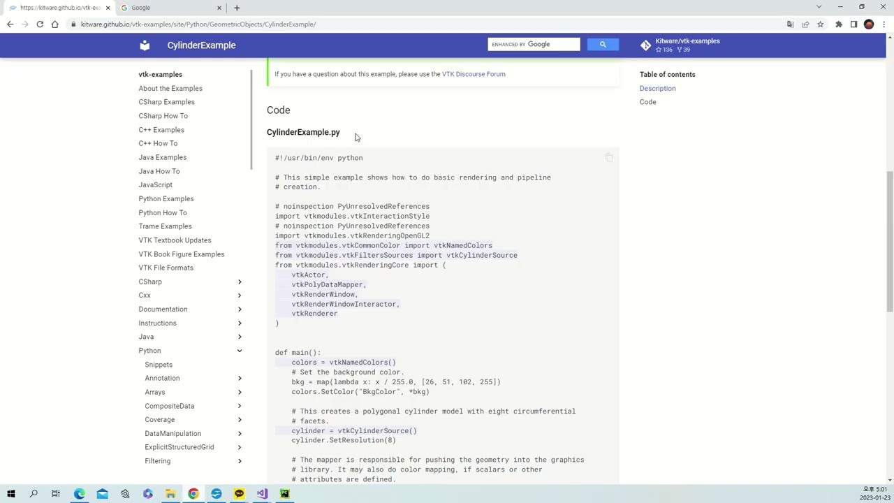 VTK Python Example - CylinderExample