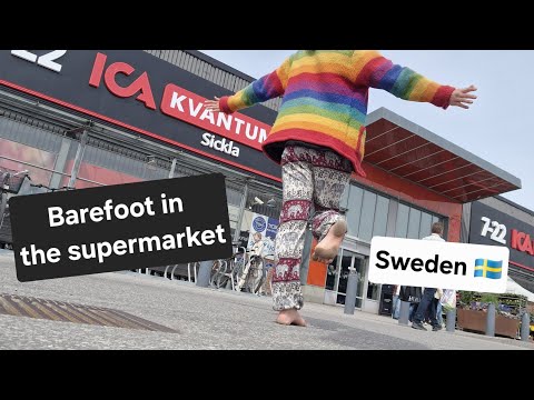 Barefoot in the supermarket in Sweden