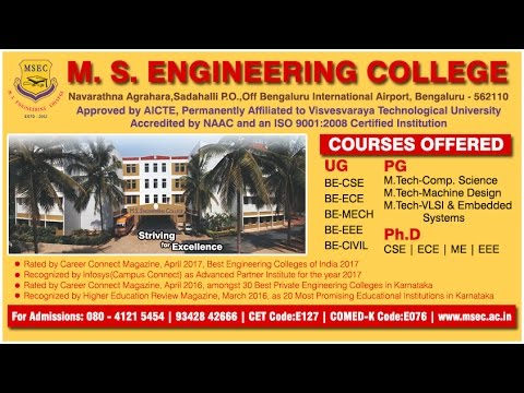 MS Engineering College - Admission 2025, Fees, Courses, Placement, Ranking