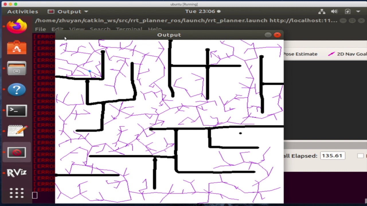 Rapidly Exploring Random Trees (RRT) algorithm in ROS