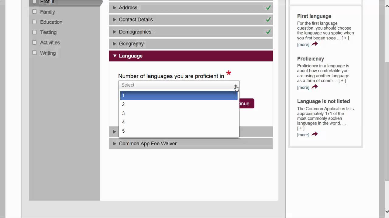 Common Application walkthrough part 2: Profile