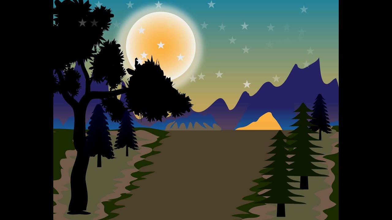 Nature Evening Landscape View Vector Illustration  Adobe Illustrator Cs 2015 Video Tutorial  Vector