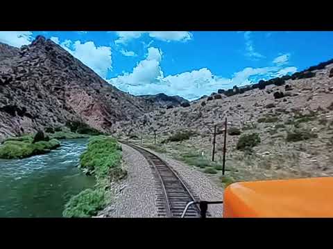 Train ride beautiful sky and river view Colorado river gorge