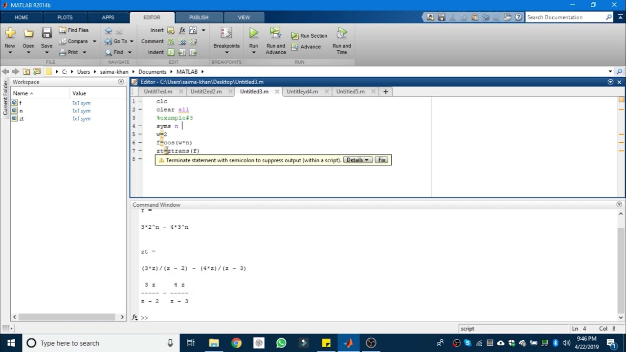 Z Tranform Code On Matlab