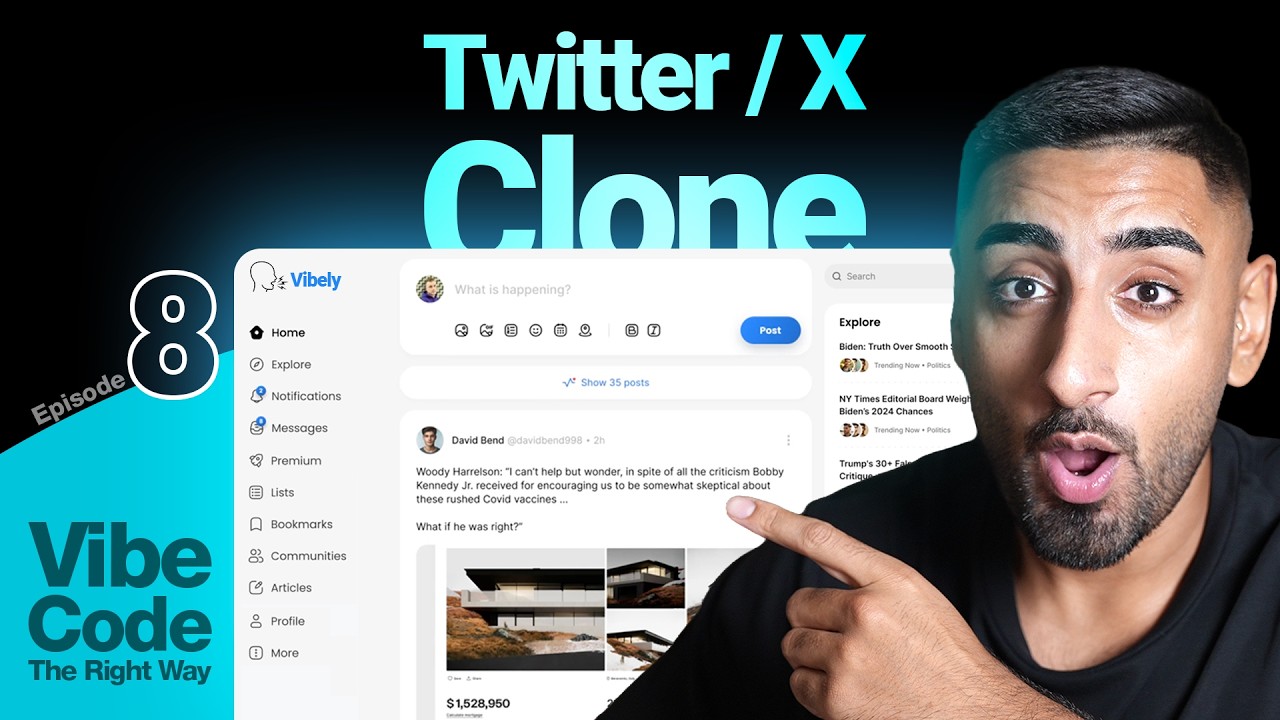 🟢 Let's Vibe Code a Twitter / X Clone with AI! | Beginner Series Ep #8 (Cursor, Clerk Billing)