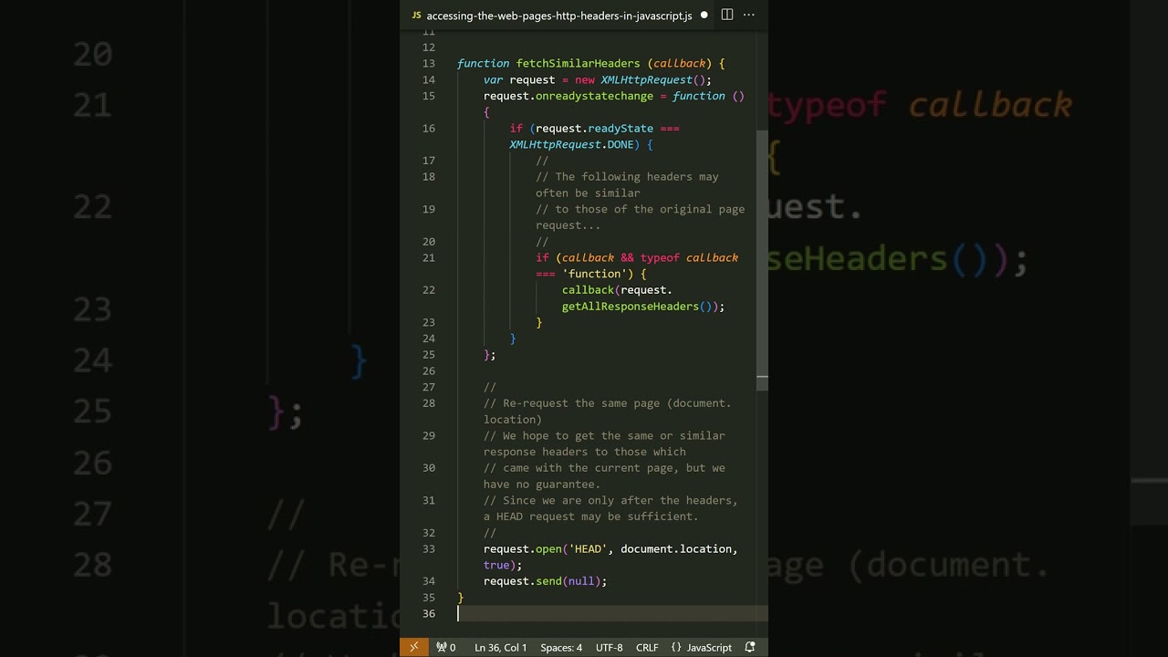 Accessing the web page's HTTP Headers in JavaScript