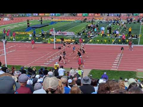 NSAA state track meet girls 2025 100mH Final winner Celia McCoy 14.42