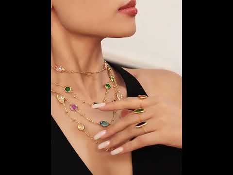 Gilded Gem Lariat Necklace – Long Gold Elegance in Stainless Steel Shine