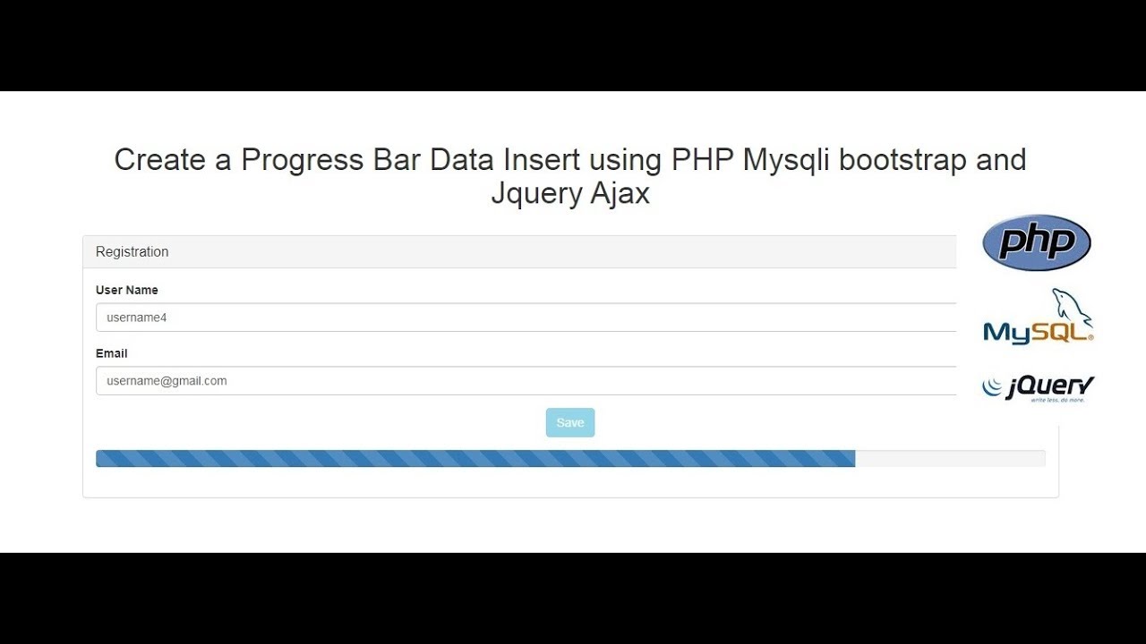 Create a Progress Bar Data Insert using PHP Mysqli bootstrap and Jquery Ajax