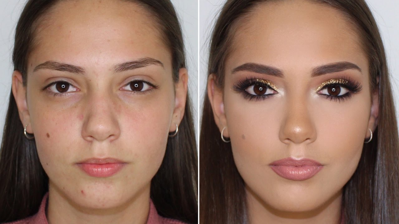 Gold Glitter Half Cut Crease Client Makeup Tutorial ♡ Jasmine Hand