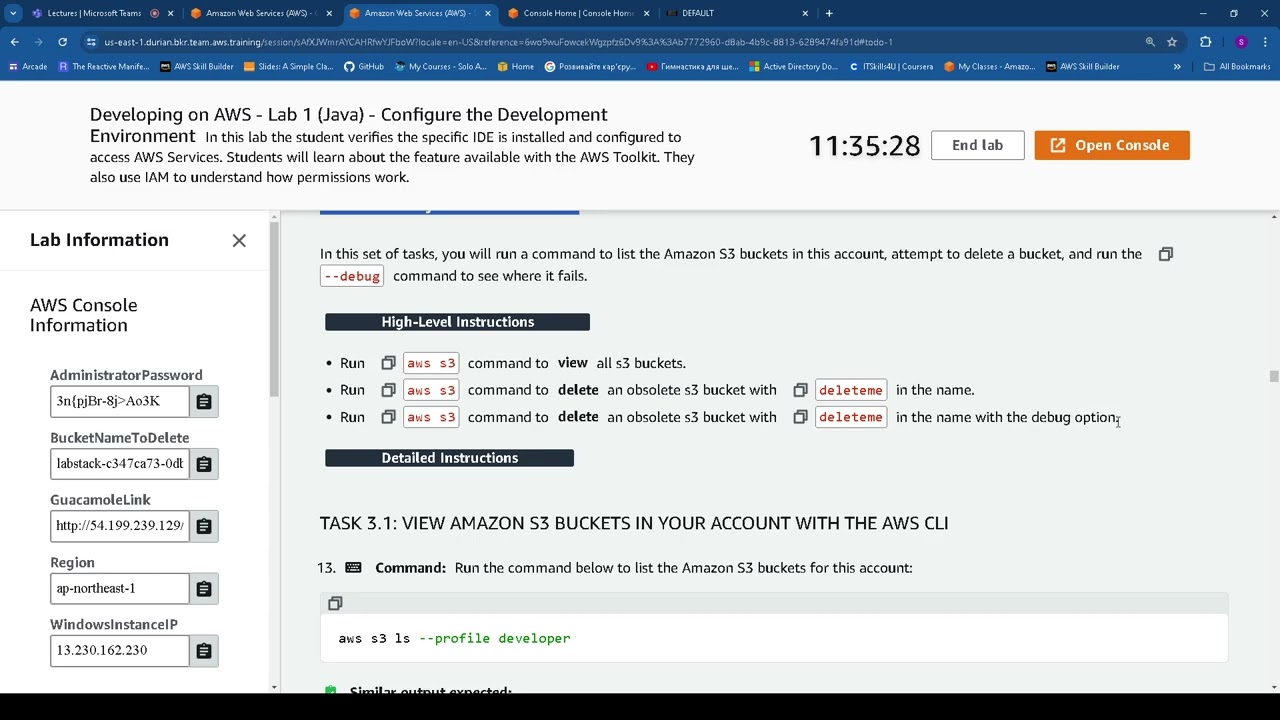 Developing on AWS: Lab 1 Java - Configure the Development Environment