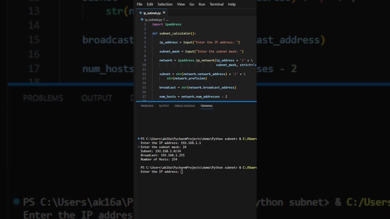 Python Program to Find the Number of Subnets Valid Hosts and Broadcast