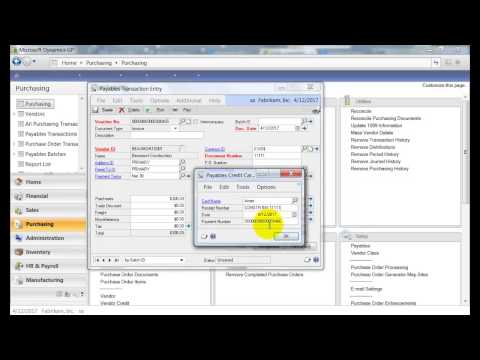 Microsoft Dynamcis GP - How to Set up and Use a Company Credit Card