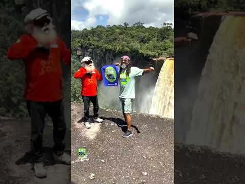 Sadhguru at the majestic Kaieteur Falls in Guyana