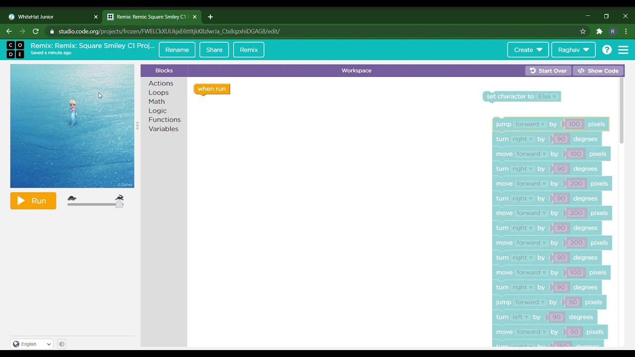How to make a square smiley using java block coding!
